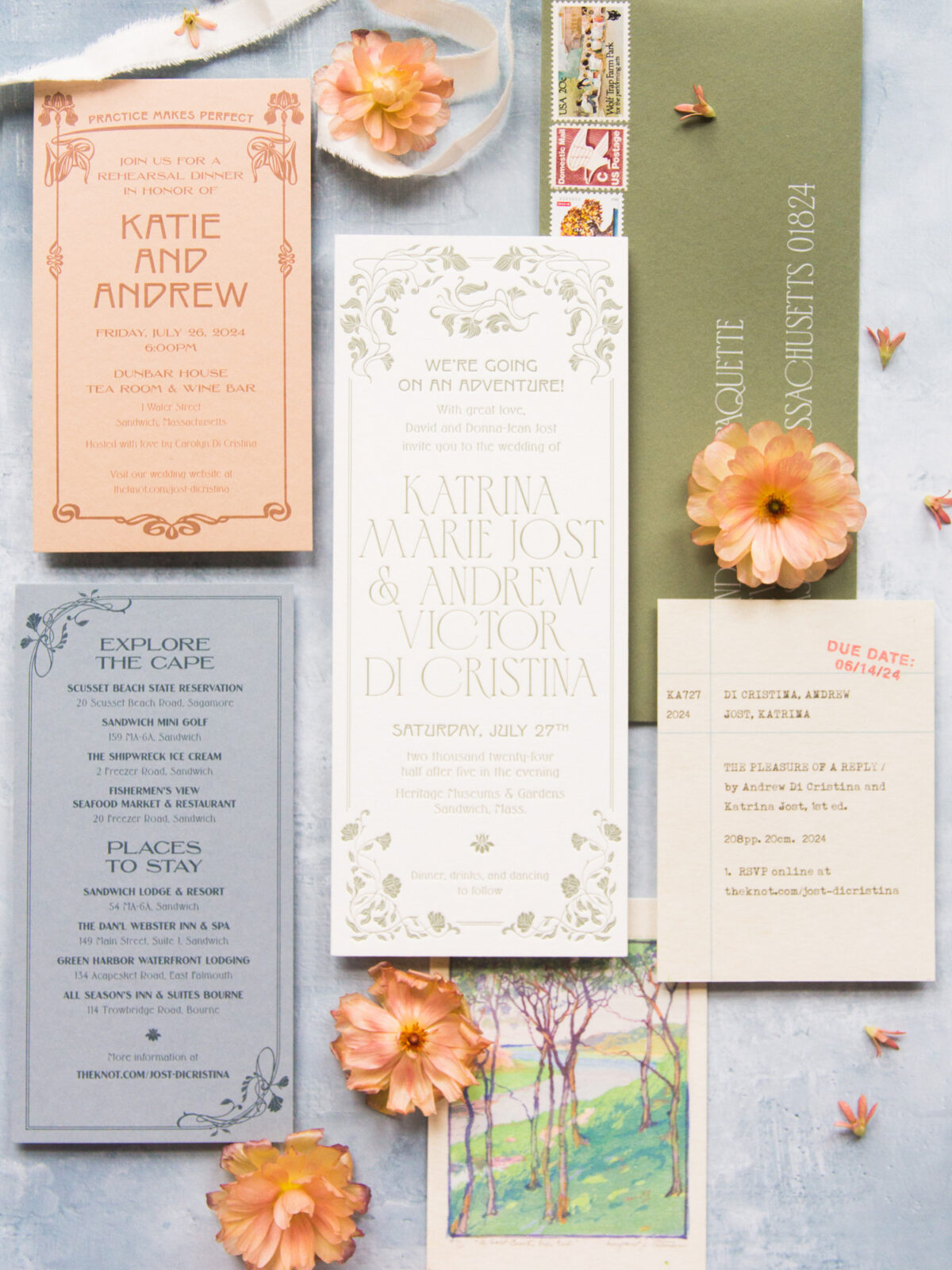 Art Nouveau Cape Cod Wedding Invitations… | Anticipate Invitations